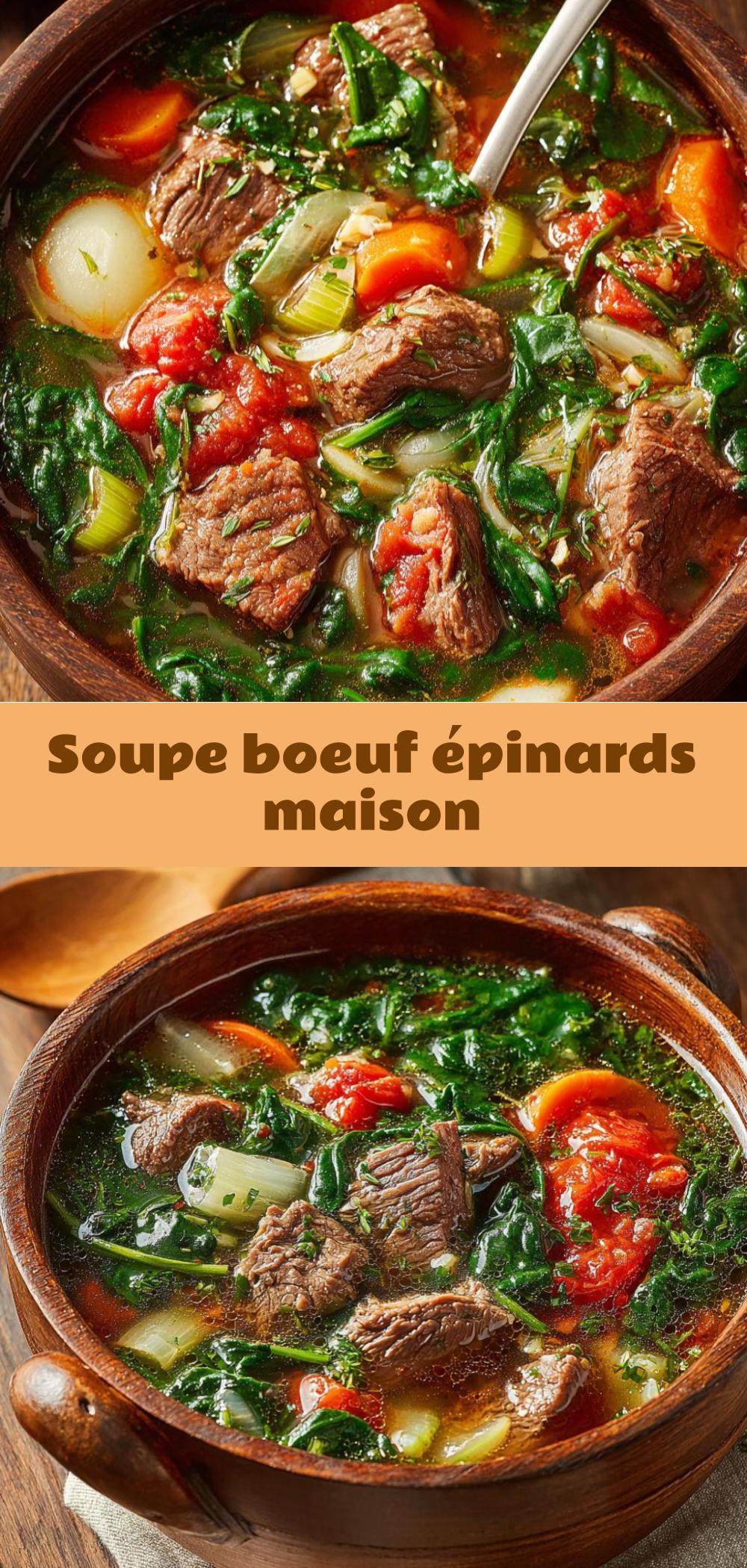 Soupe nourrissante au boeuf et épinards - cuisine de amar